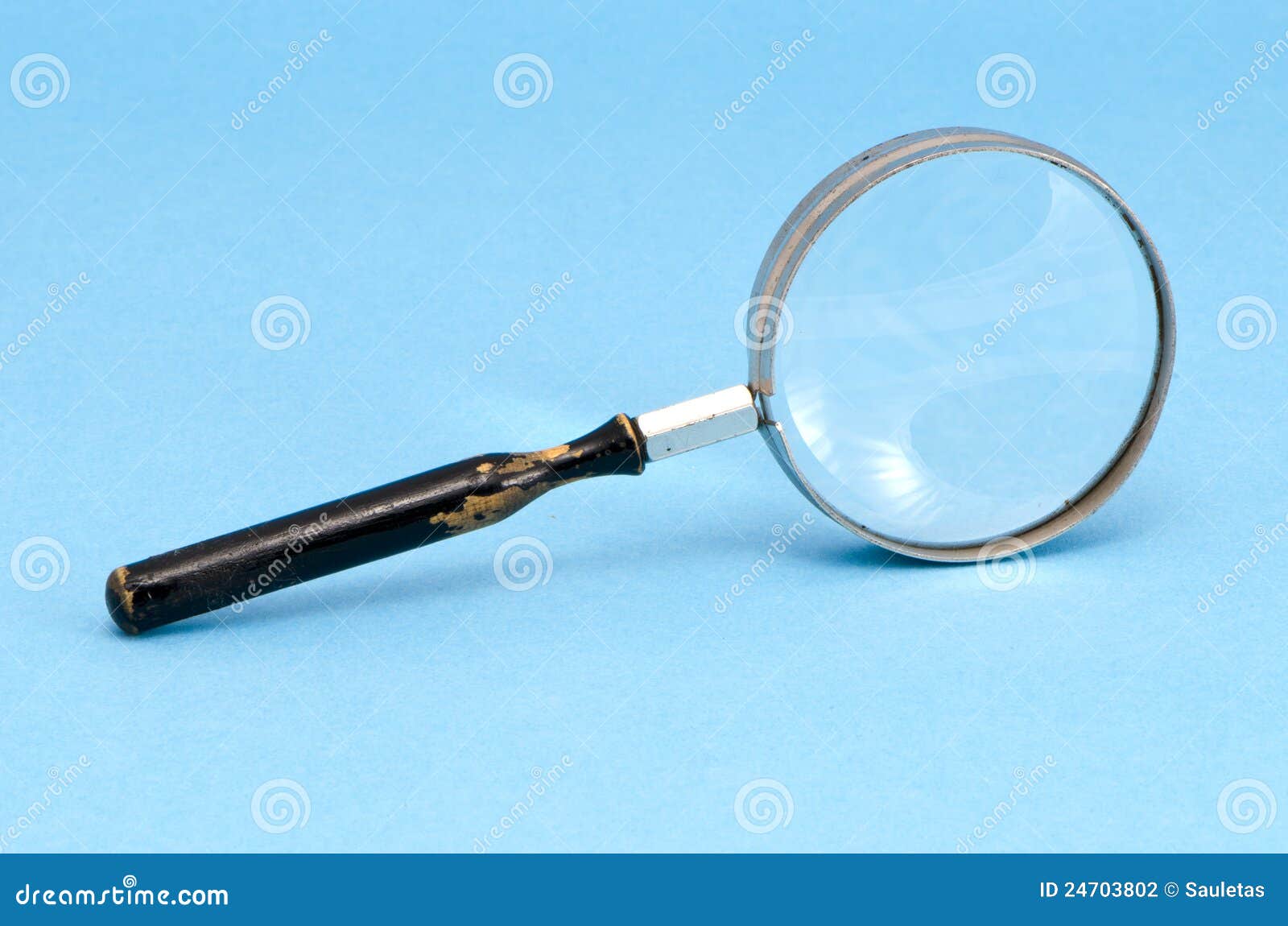 Magnifying Glass Zoom Retro Tool Blue Background Stock Photo - Image of ...