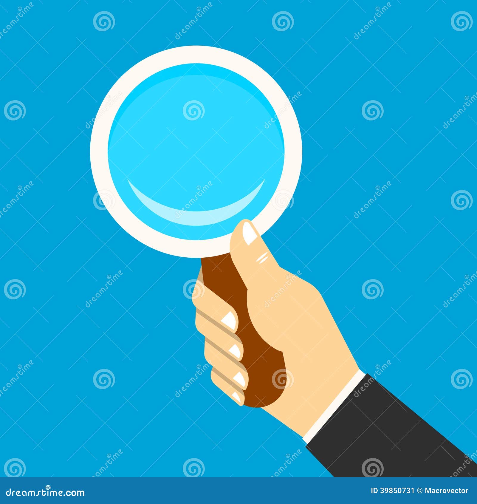 Magnifying icon in a hand stock vector. Illustration of glass - 39850731