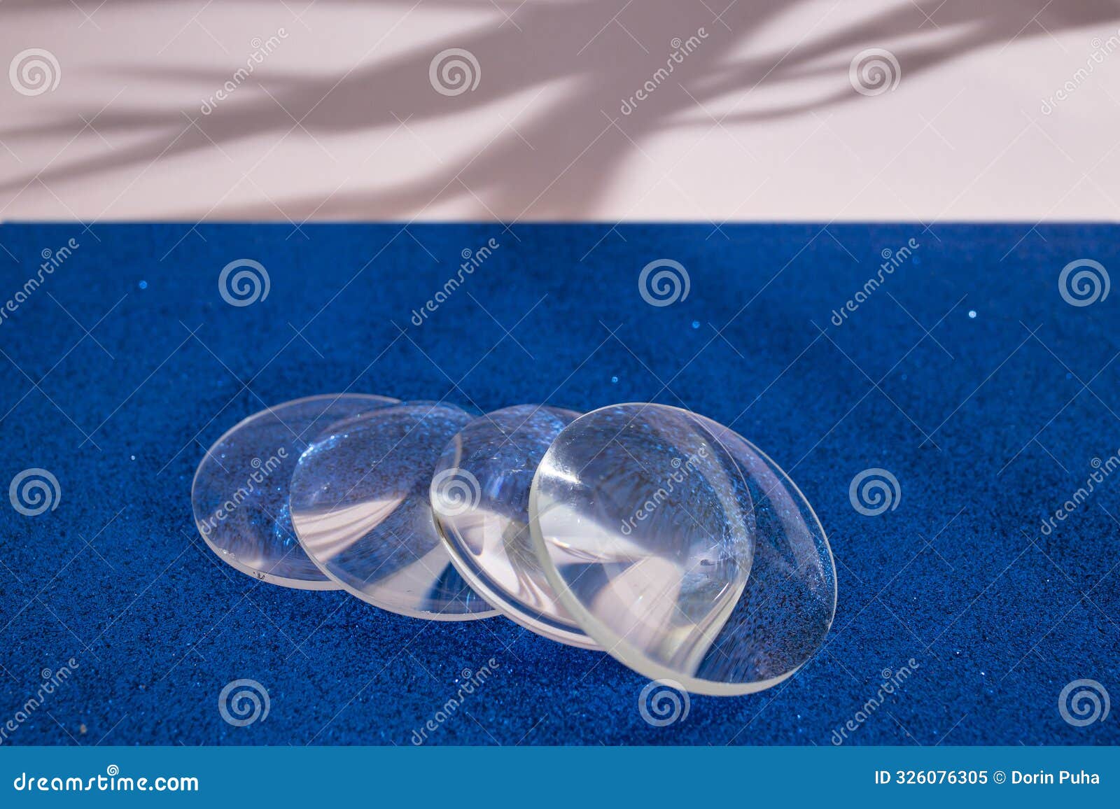 Magnifying Lenses Stack in Blue Glitter Background, Soft Focus Close Up ...