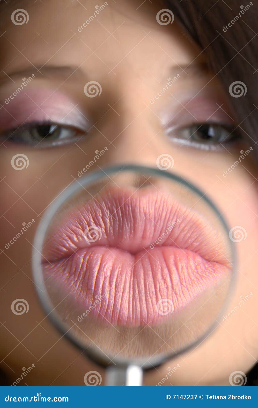 Magnifying lips stock image. Image of lips, female, kissing - 7147237