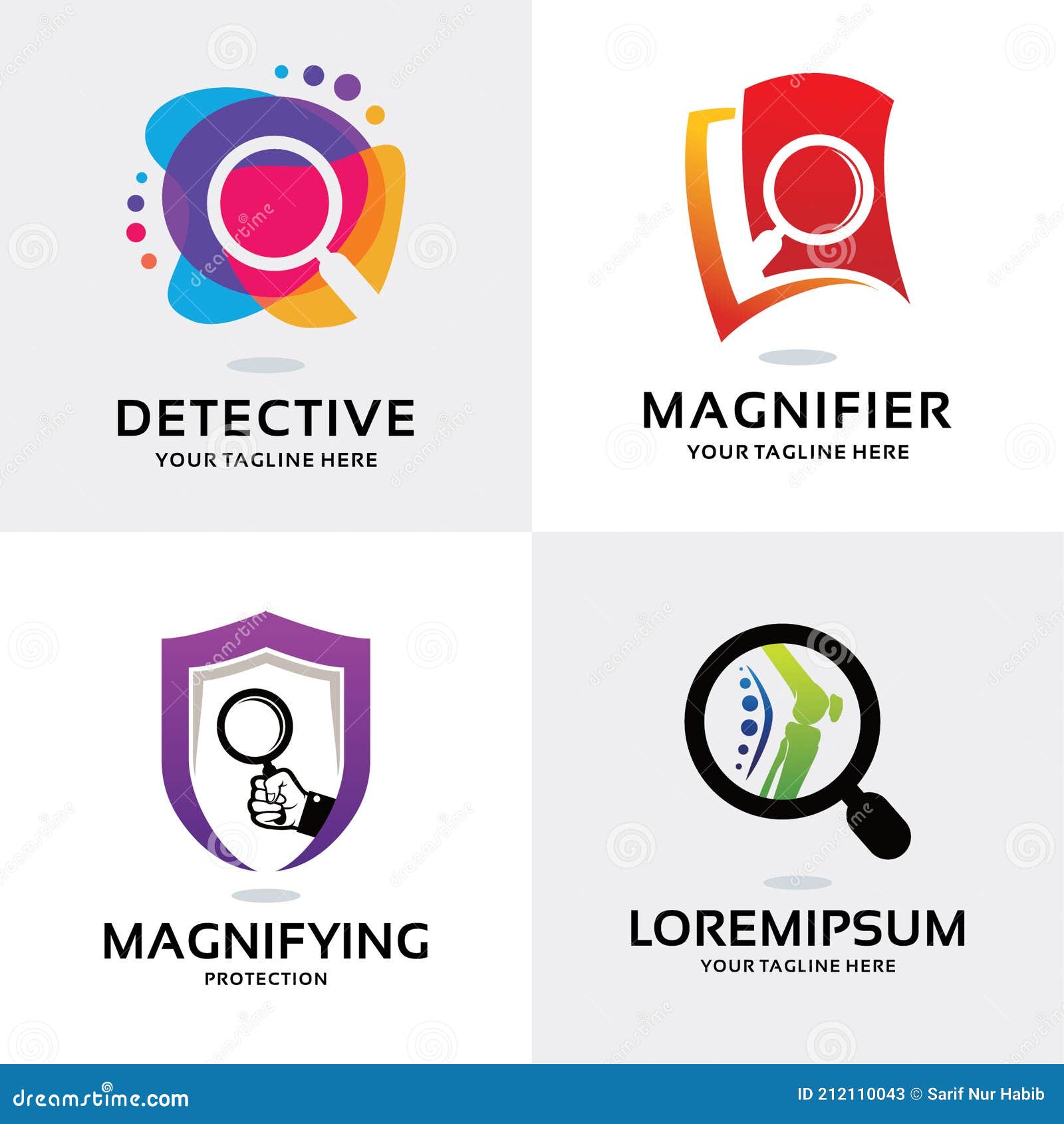 Magnifying Logo Set Design Template Collection Stock Vector ...