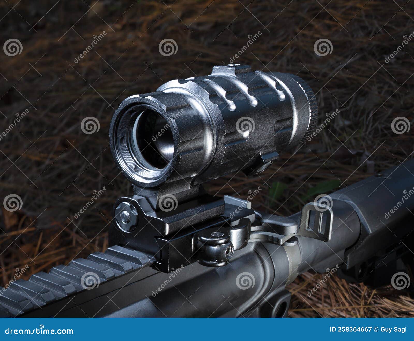 Magnifying Sight on an Assault Rifle Stock Image - Image of firearm ...