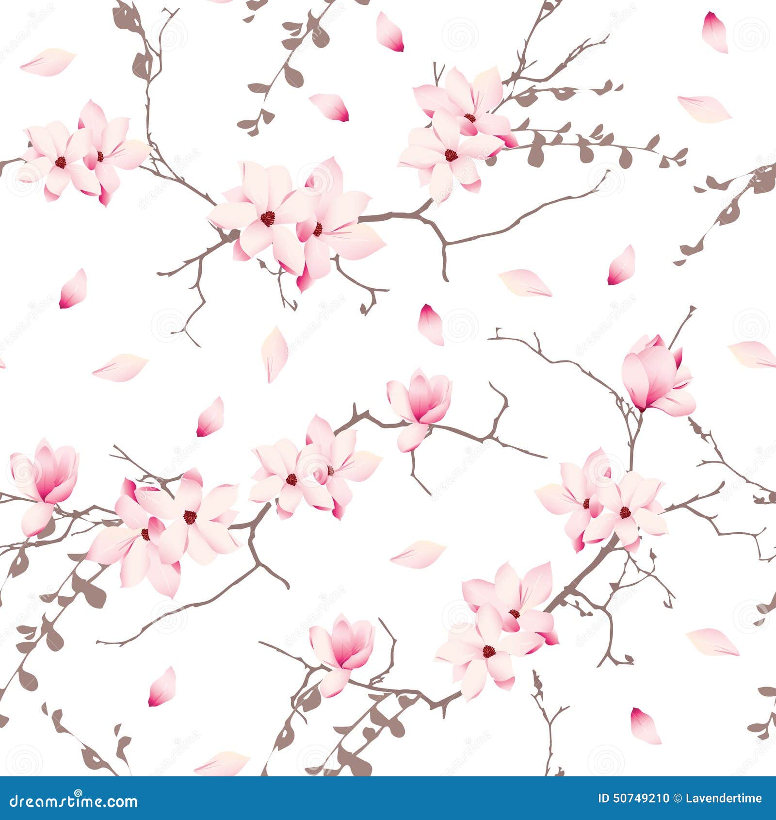 Magnolia Blossom Trees Seamless Vector Pattern Stock Vector ...