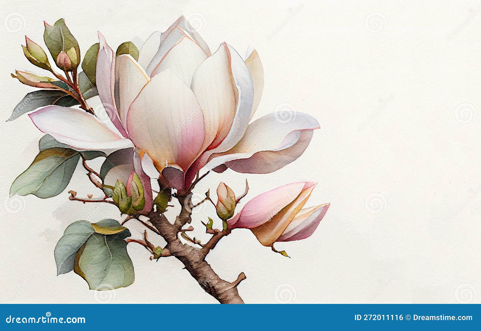 Magnolia Drawing with Bit of Watercolour Stock Illustration ...
