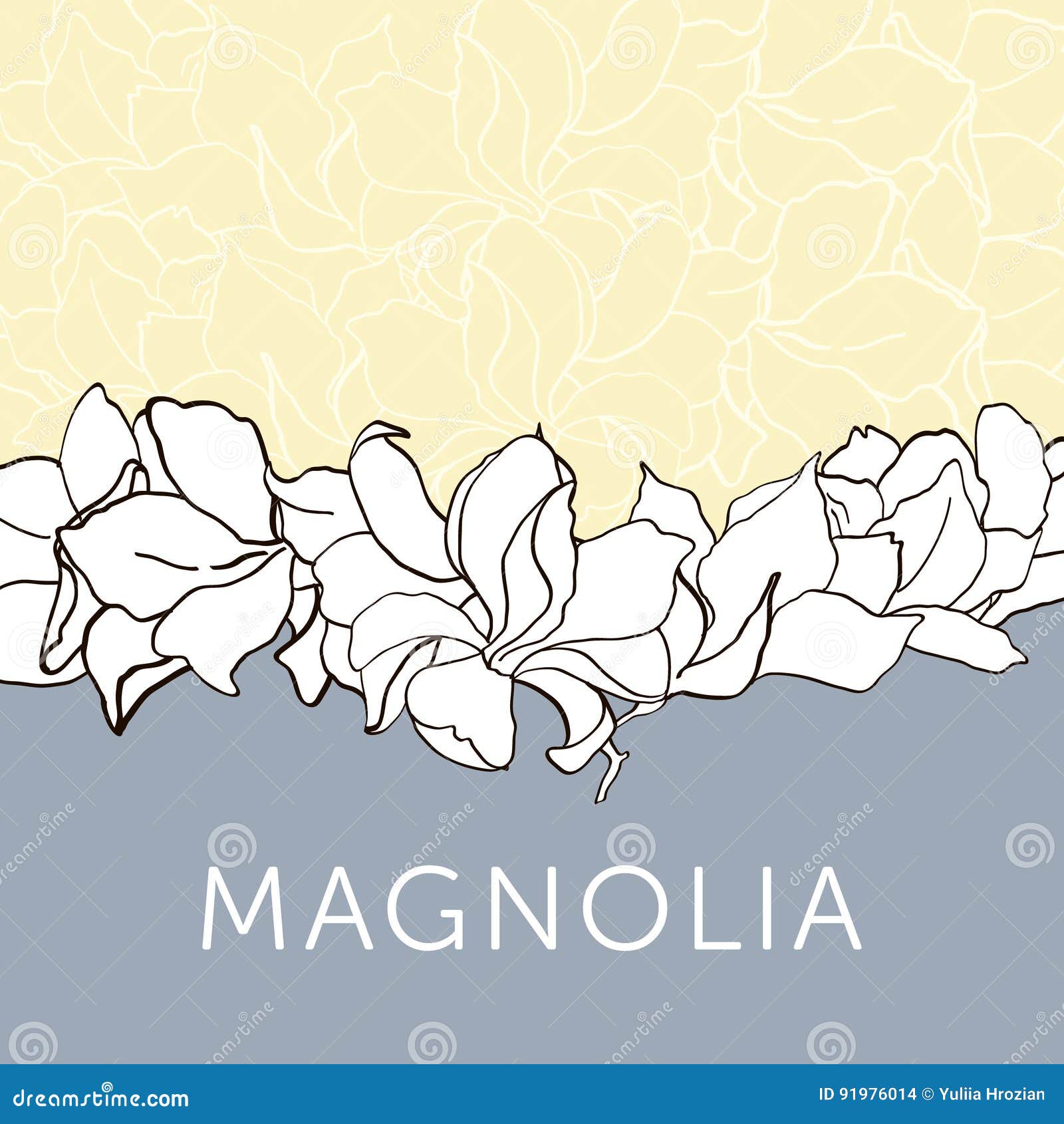 Magnolia Flower Outline Sketch for Invitation Template Stock ...