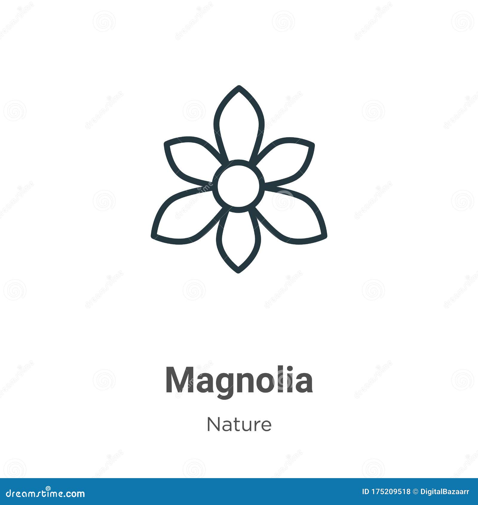 Magnolia Outline Vector Icon. Thin Line Black Magnolia Icon, Flat ...