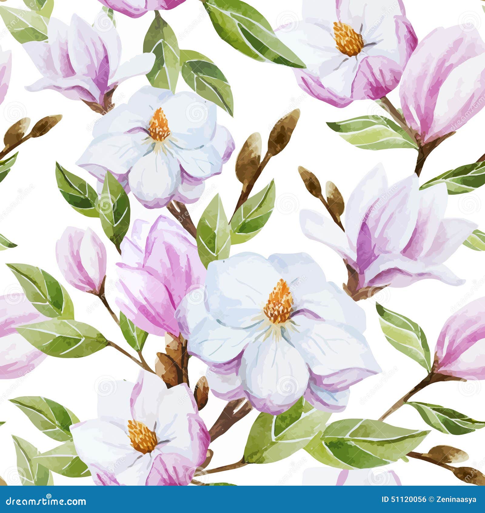 Magnolia pattern stock vector. Illustration of drawing - 51120056