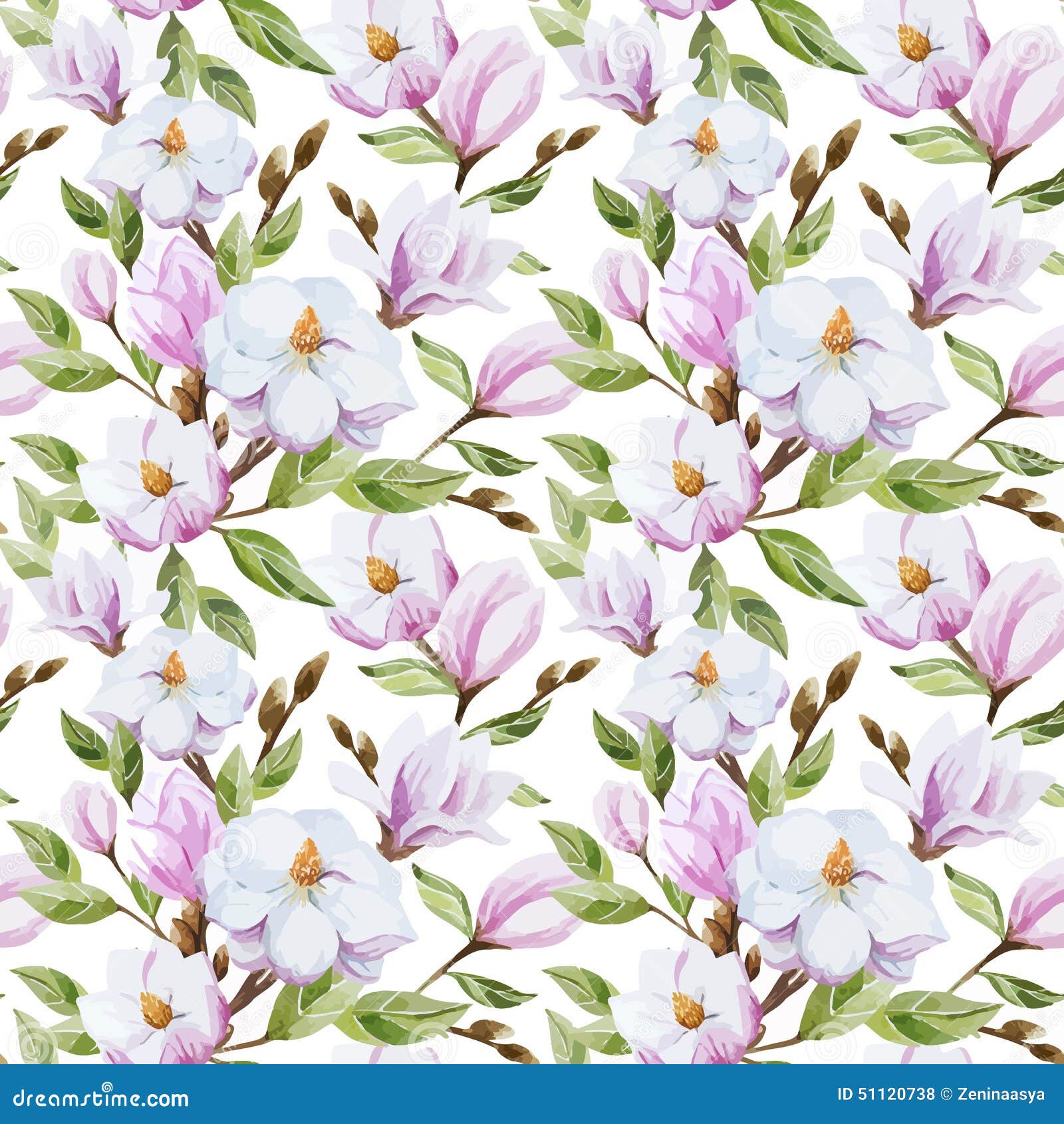 Magnolia pattern stock vector. Illustration of popular - 51120738