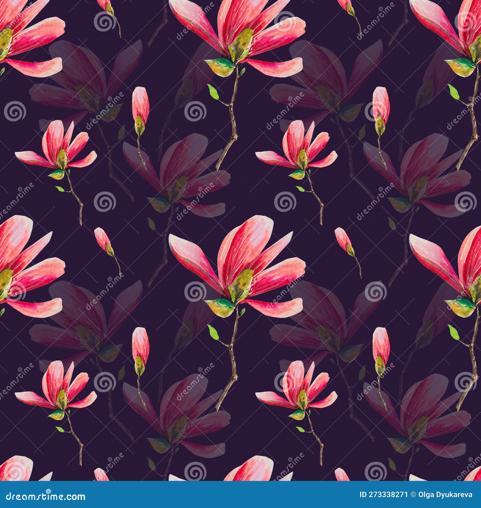 Magnolia Pattern Illustration,hand Drawing.the Drawing is Made with ...