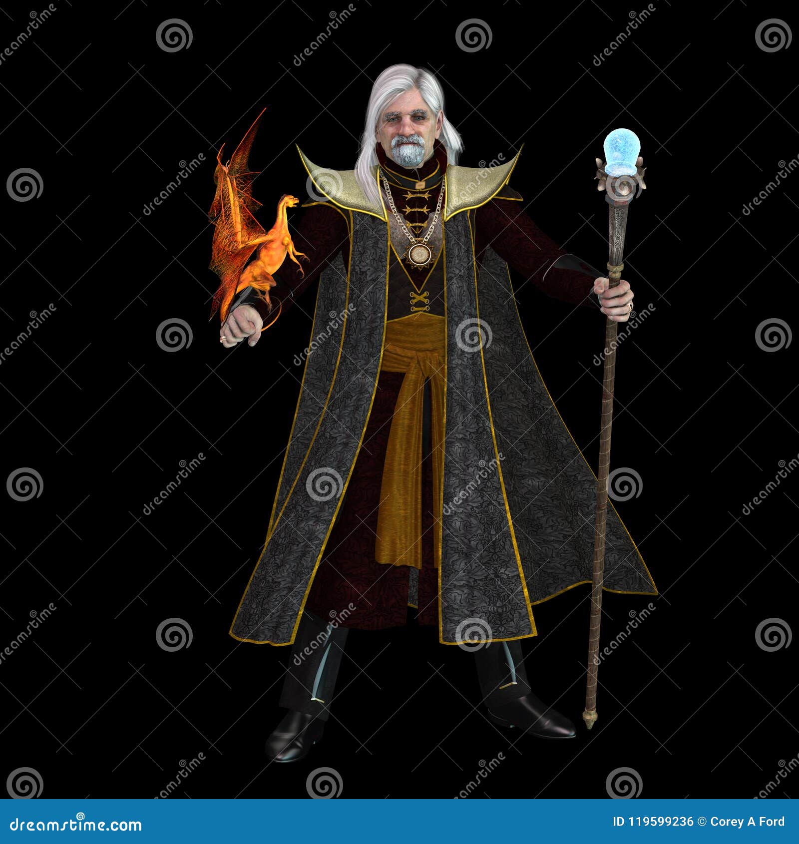 Mago mágico en negro stock de ilustración. Ilustración de mago - 119599236