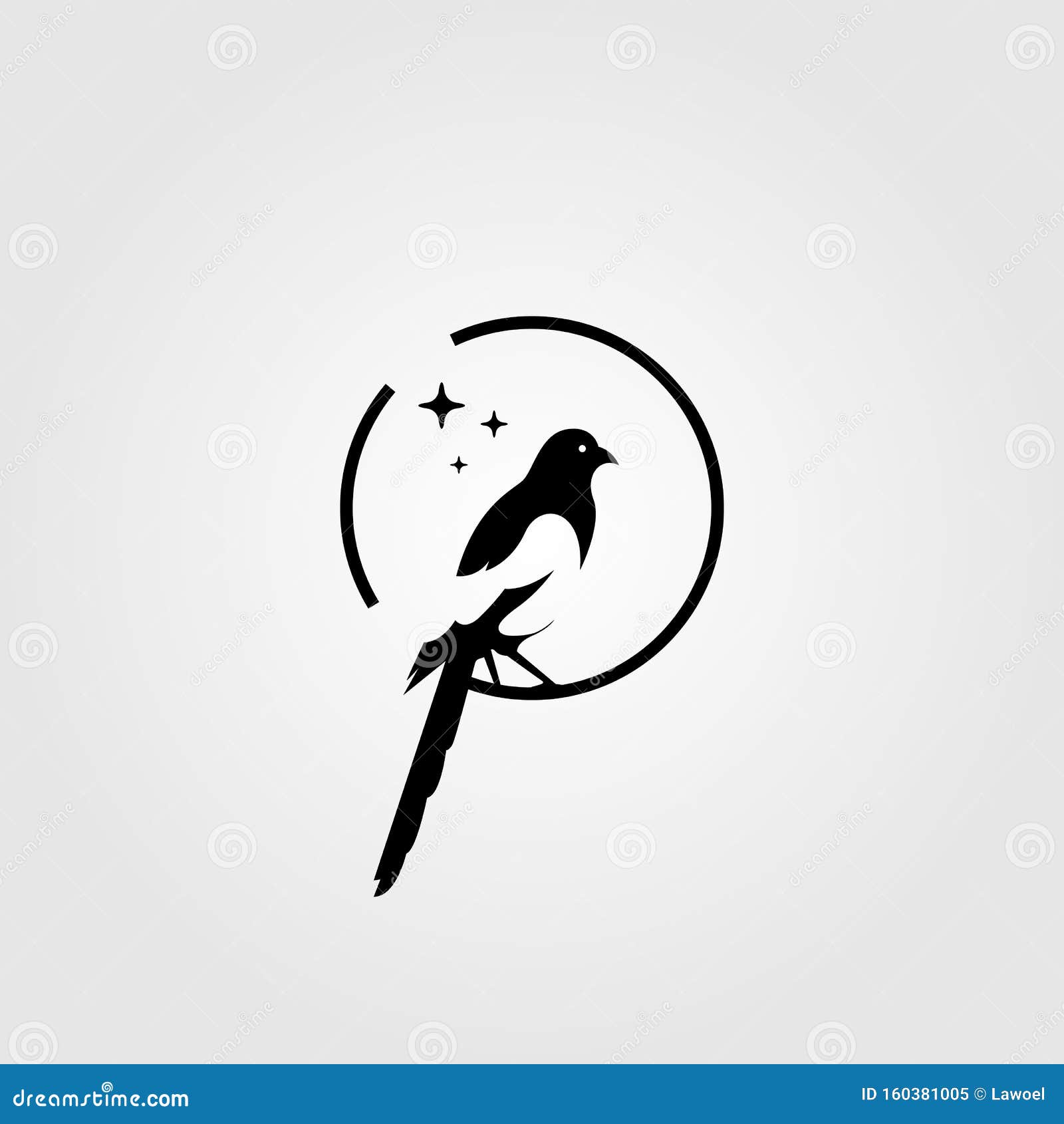 Magpie Bird Outline Icon. Taiwanese Endemic Animal. Oriental Custom ...
