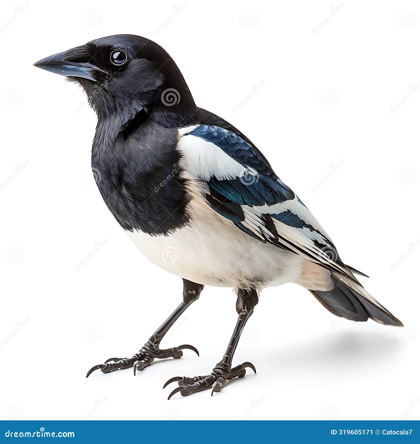 Magpie Bird, Pica Pica, Illustration Isolated On White Background ...