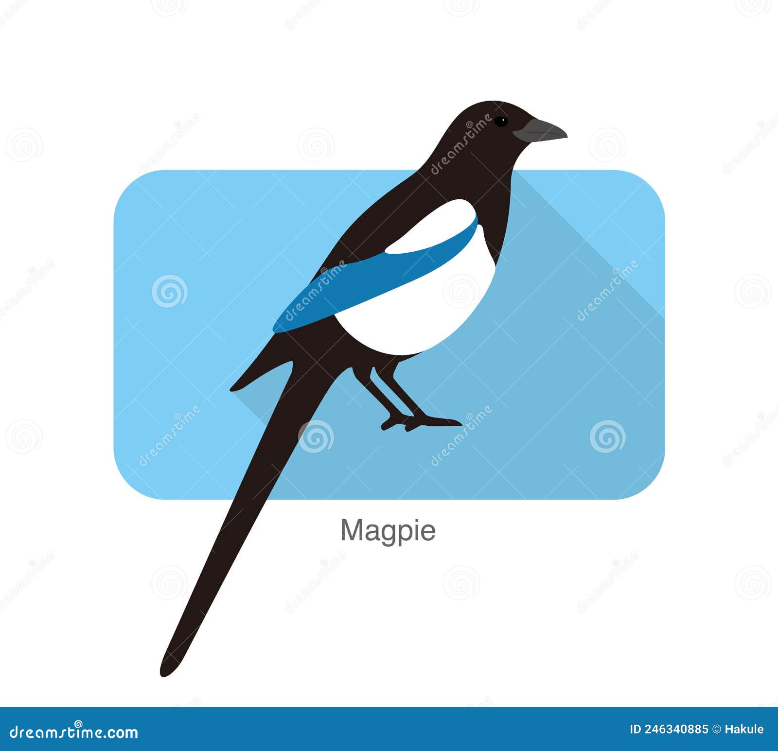 Magpie Bird Standing on a Branch, Vector Illustration Stock Vector ...