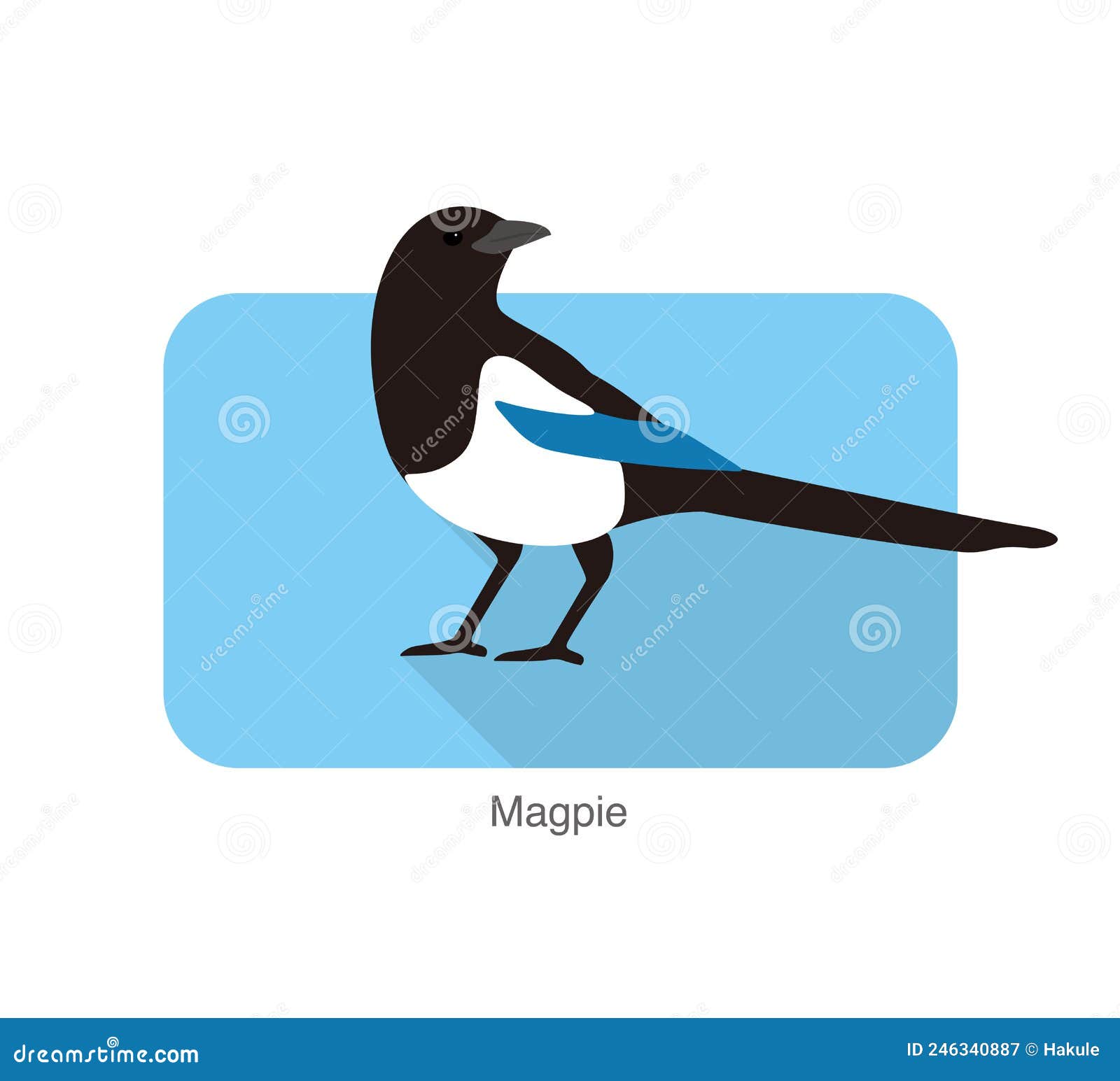 Magpie Bird Standing on a Branch, Vector Illustration Stock Vector ...