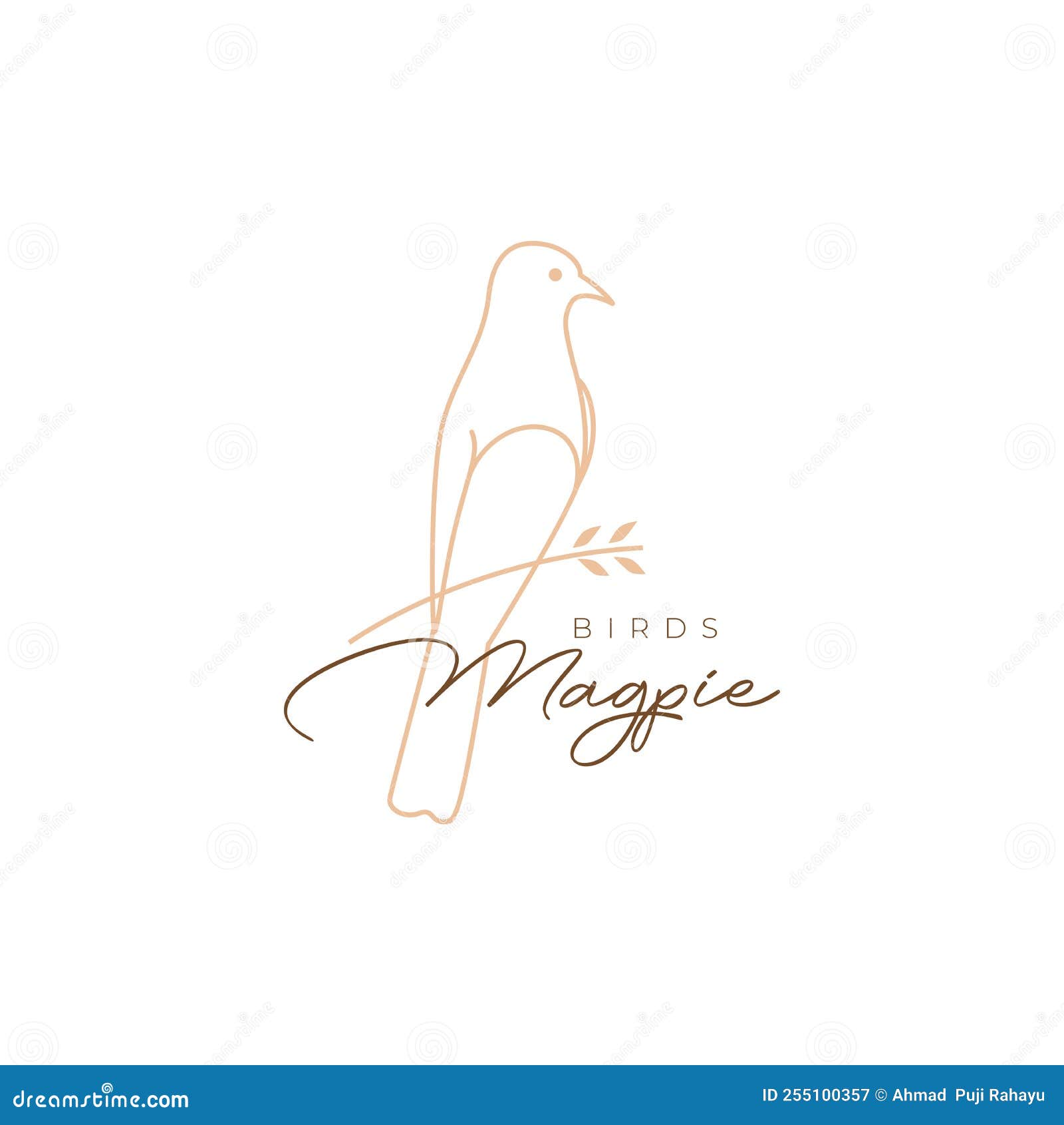 Magpie with Branch Logo Design Stock Vector - Illustration of ...