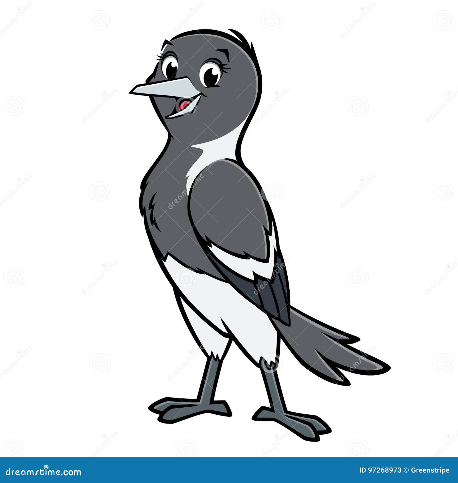 Magpie Cartoon stock vector. Illustration of bird, animal - 97268973