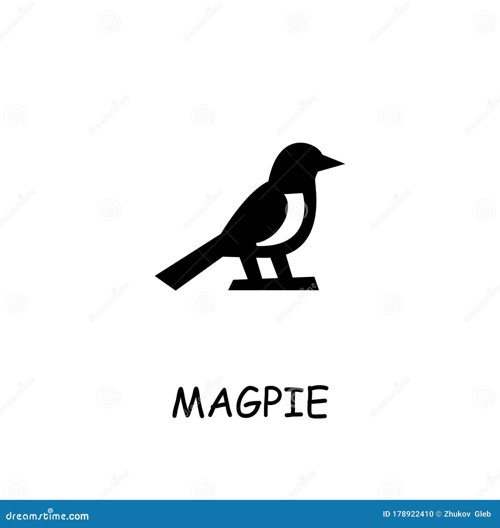 Magpie flat vector icon stock illustration. Illustration of branch ...