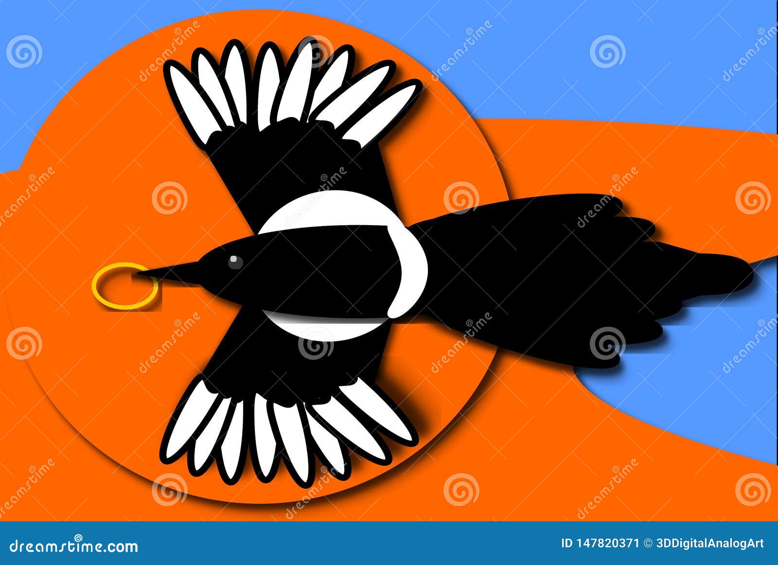 Flying Magpie Cartoon Vector | CartoonDealer.com #49399427