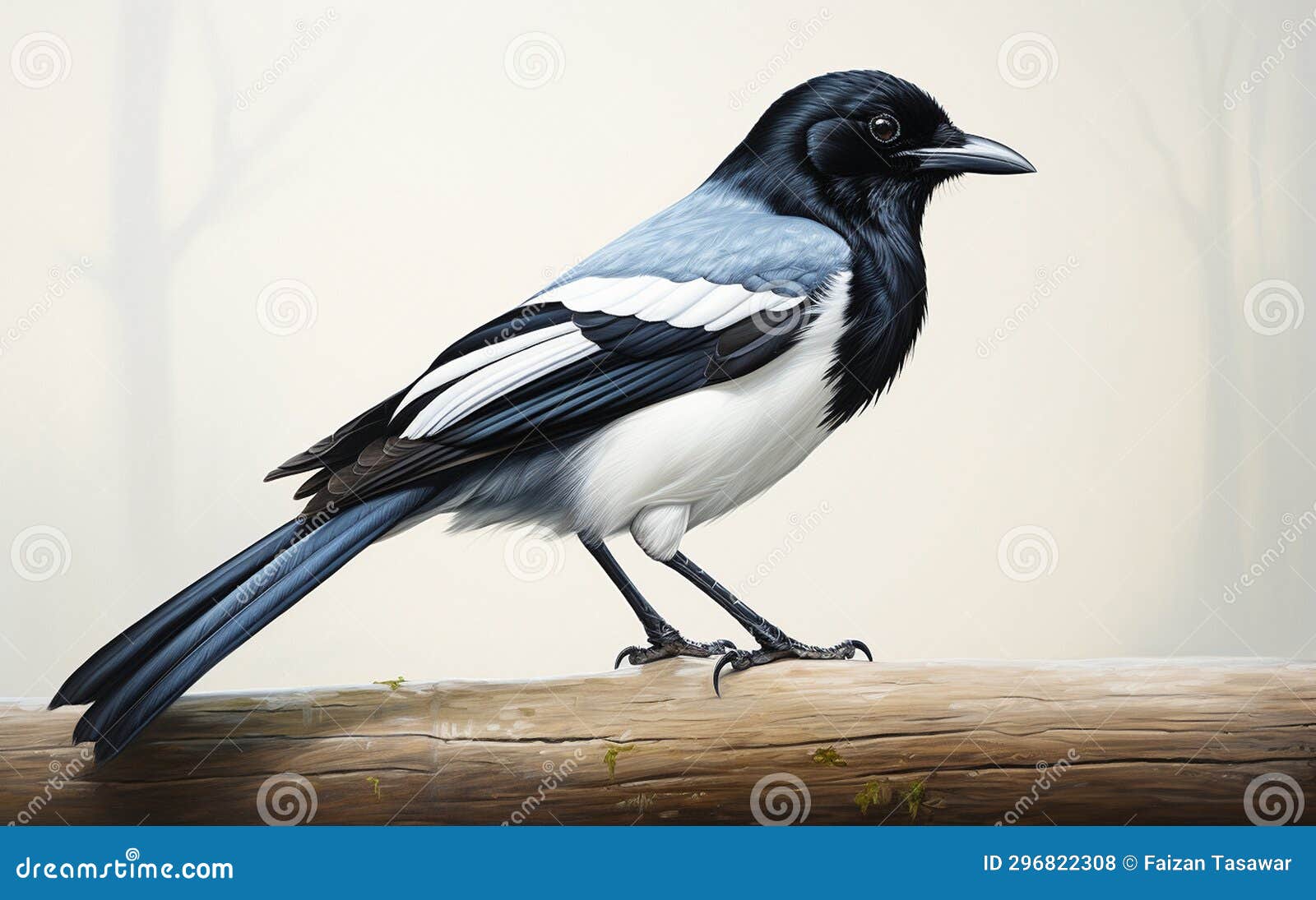 A Magpie on a White Background -Generative Ai Stock Photo - Image of ...