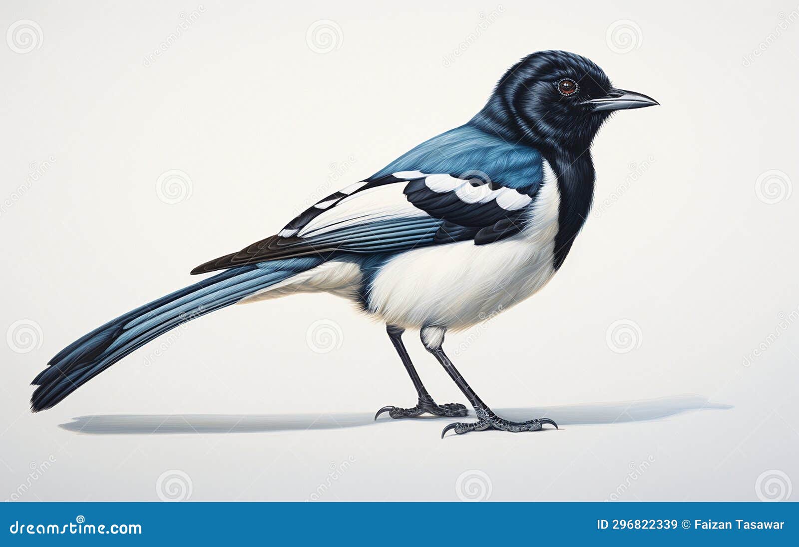 A Magpie on a White Background -Generative Ai Stock Illustration ...