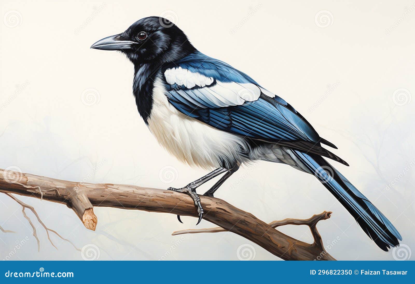 A Magpie on a White Background -Generative Ai Stock Photo - Image of ...