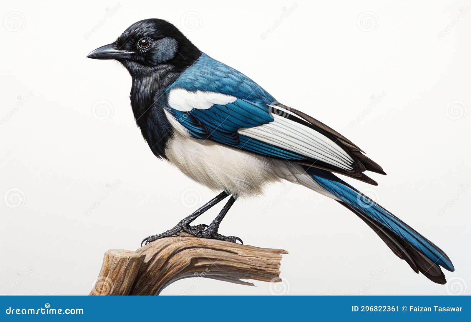 A Magpie on a White Background -Generative Ai Stock Illustration ...