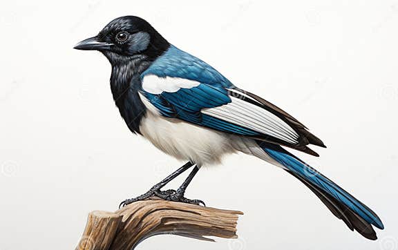 A Magpie on a White Background -Generative Ai Stock Illustration ...