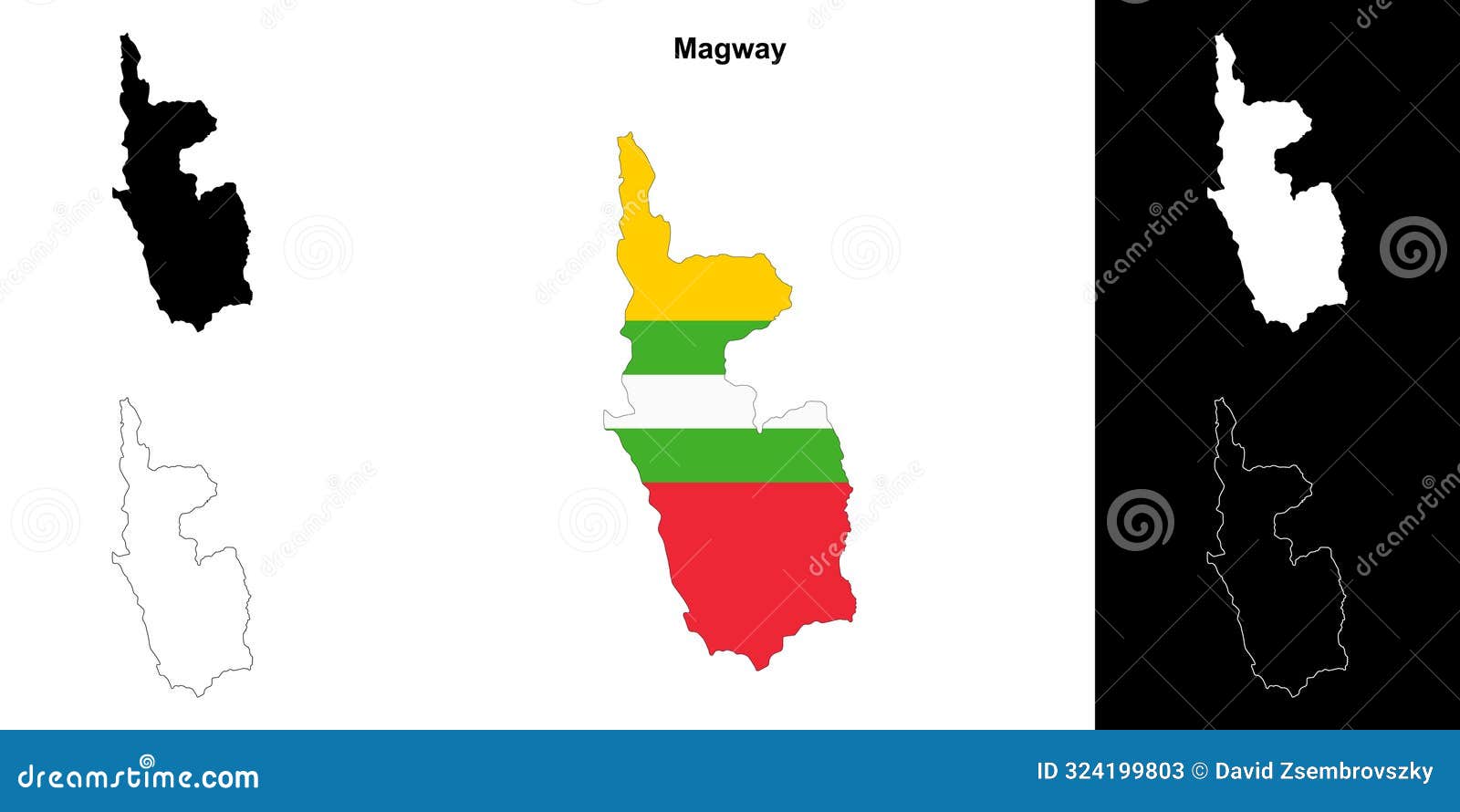 Magway outline map stock illustration. Illustration of detailed - 324199803