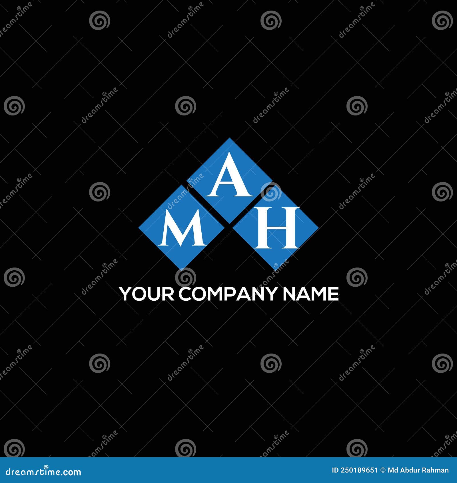 MAH Letter Logo Design on BLACK Background. MAH Creative Initials ...