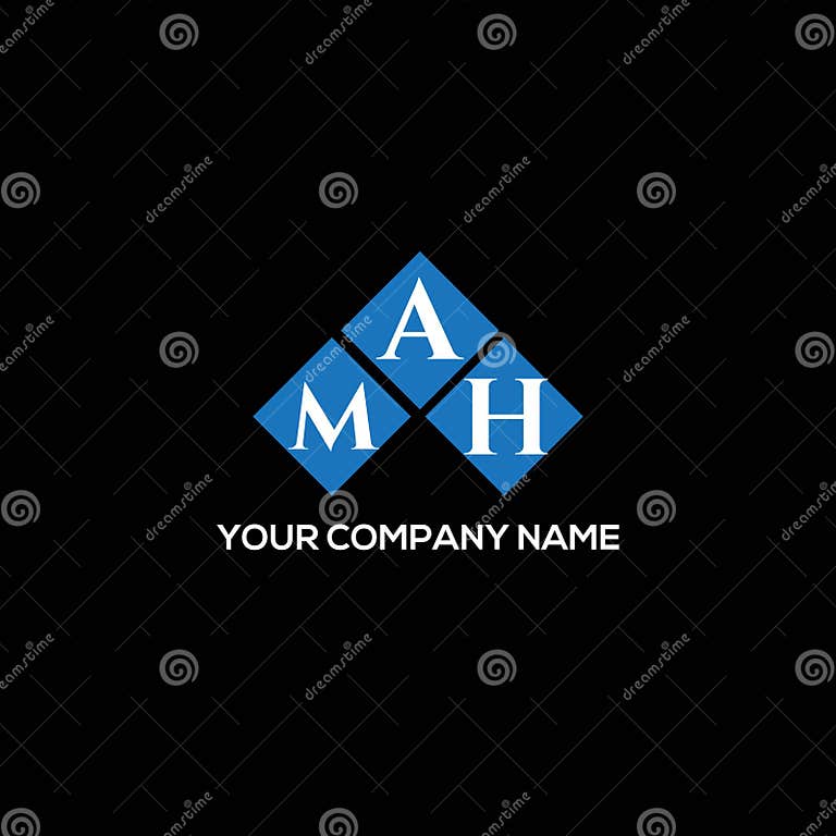MAH Letter Logo Design on BLACK Background. MAH Creative Initials ...