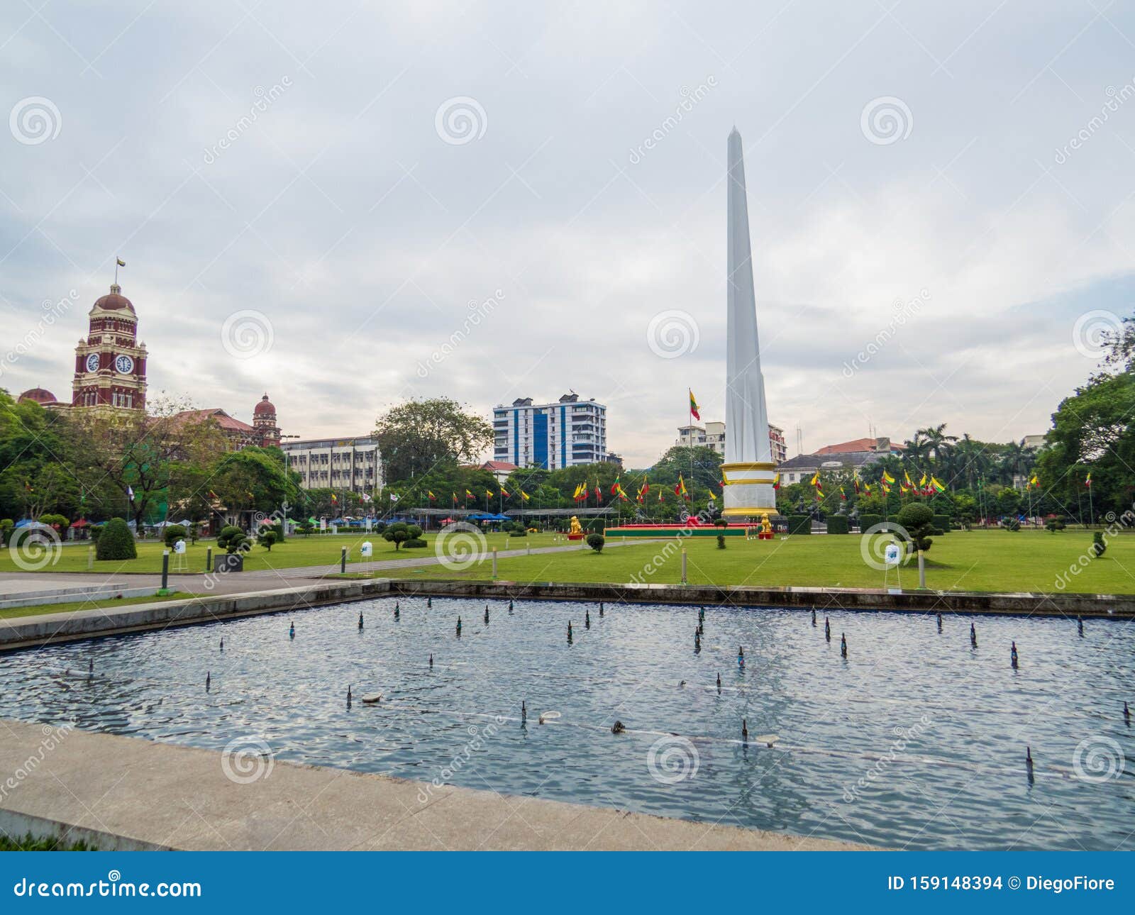 Maha Bandula Park. in Yangon, Myanmar Stock Photo - Image of colorful ...