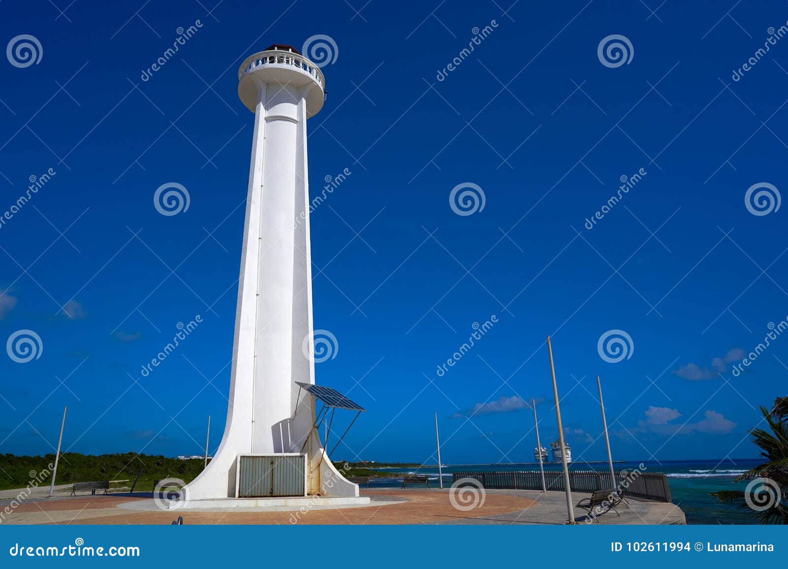 Mahahual Lighthouse in Costa Maya Mexico Stock Photo - Image of nature ...