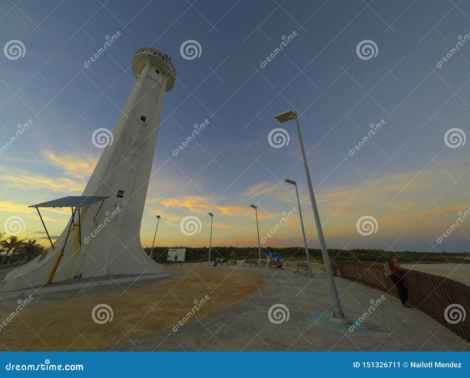 Mahahual Lighthouse Sunset in Costa Maya of Mayan Mexico Editorial ...