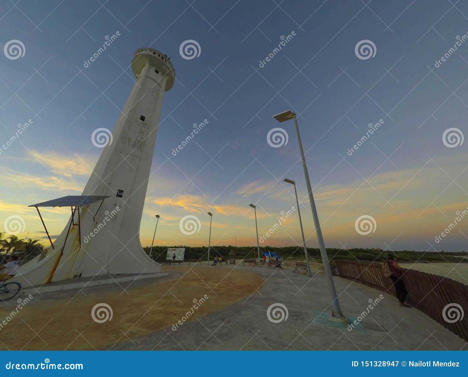 Mahahual Lighthouse Sunset in Costa Maya of Mayan Mexico Editorial ...