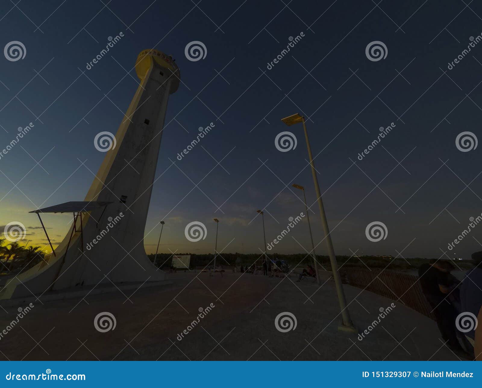 Mahahual Lighthouse Sunset in Costa Maya of Mayan Mexico Stock Image ...