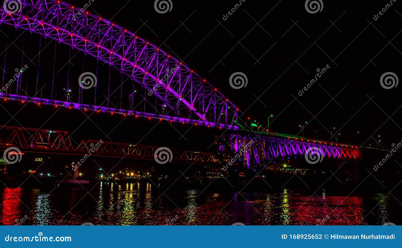 Mahakam bridge at night stock photo. Image of iconic - 168925652