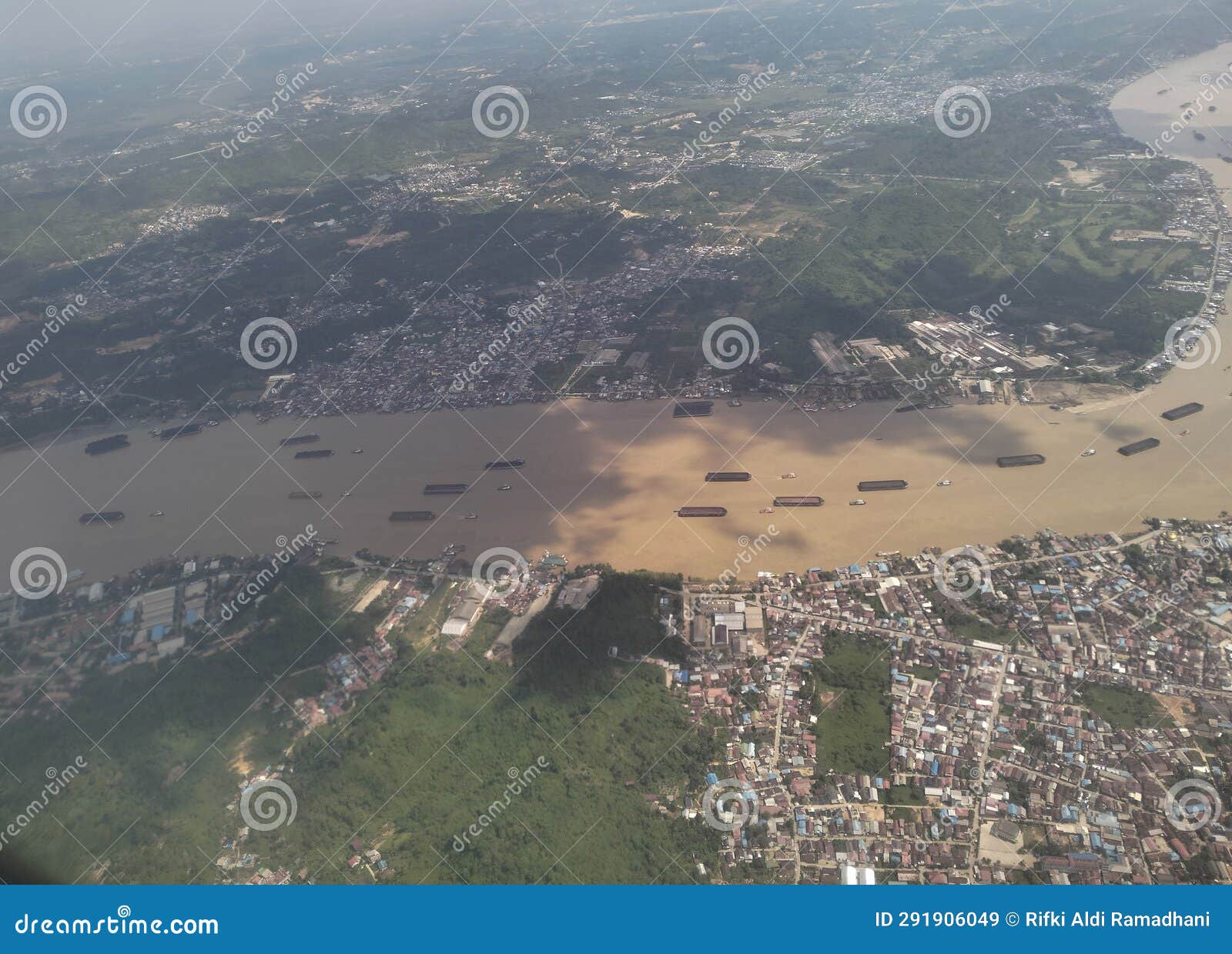 Mahakam River that Divides Samarinda City Stock Image - Image of aerial ...