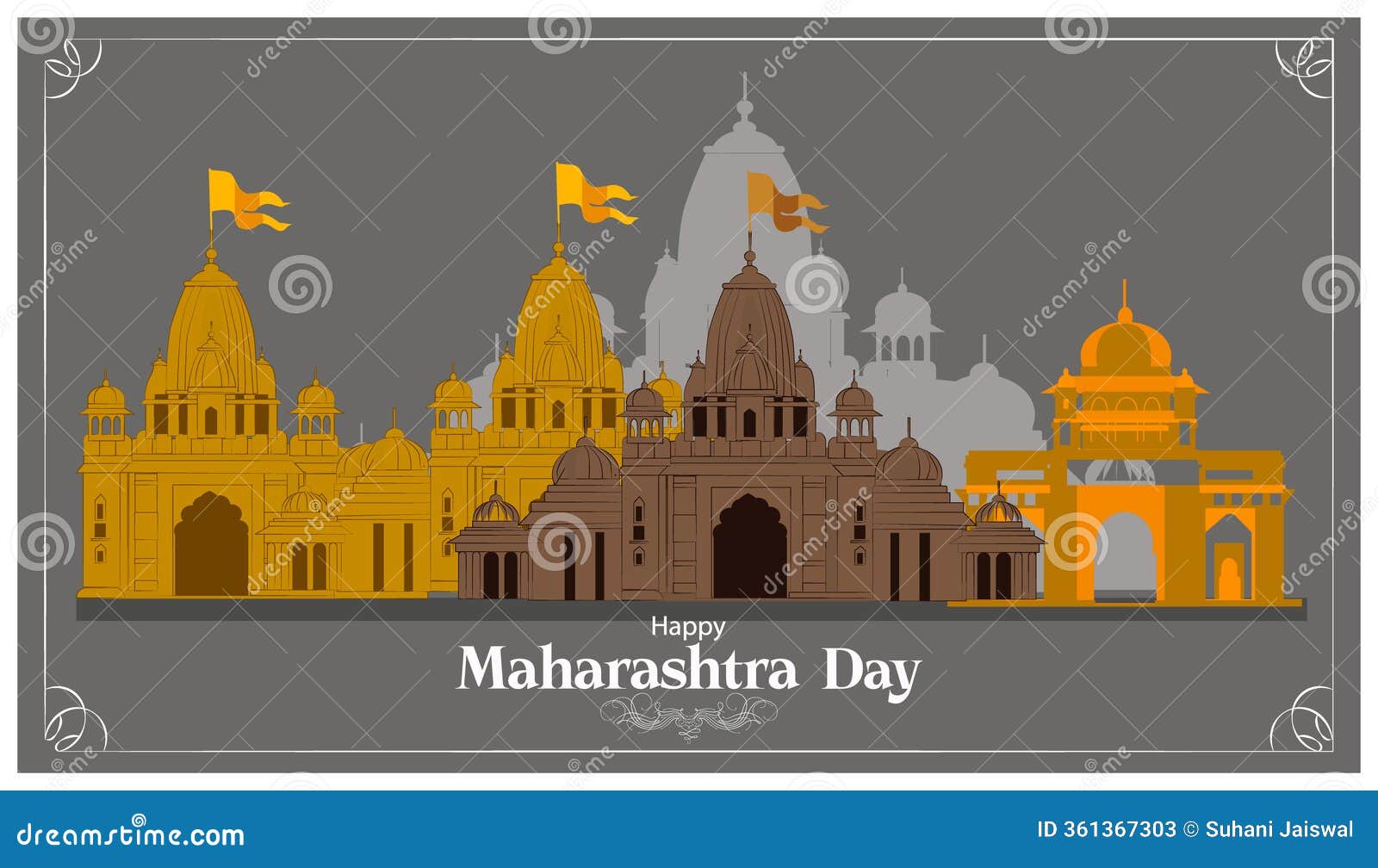 Maharashtra Day Celebration - Temple Theme Stock Illustration ...