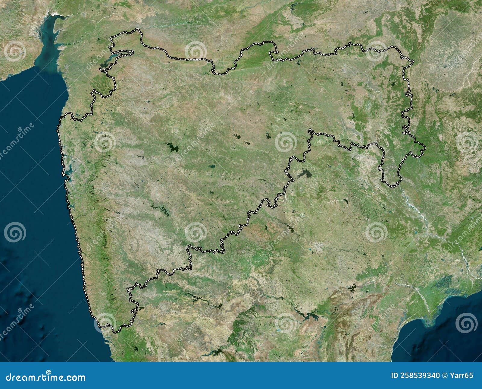 Maharashtra, India. High-res Satellite. No Legend Stock Illustration ...