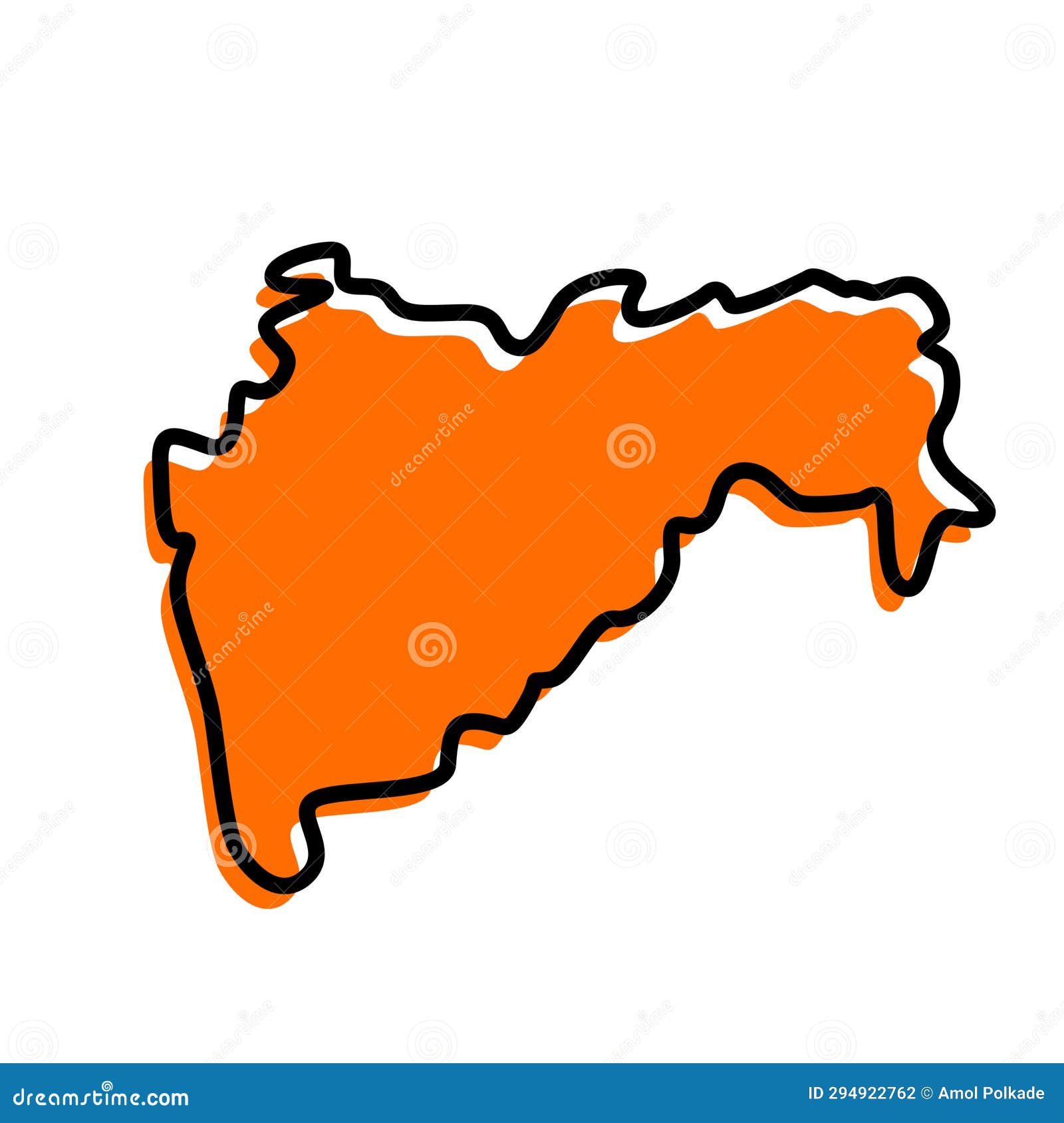 Maharashtra Map Vector Icon with Orange Color Stock Vector ...