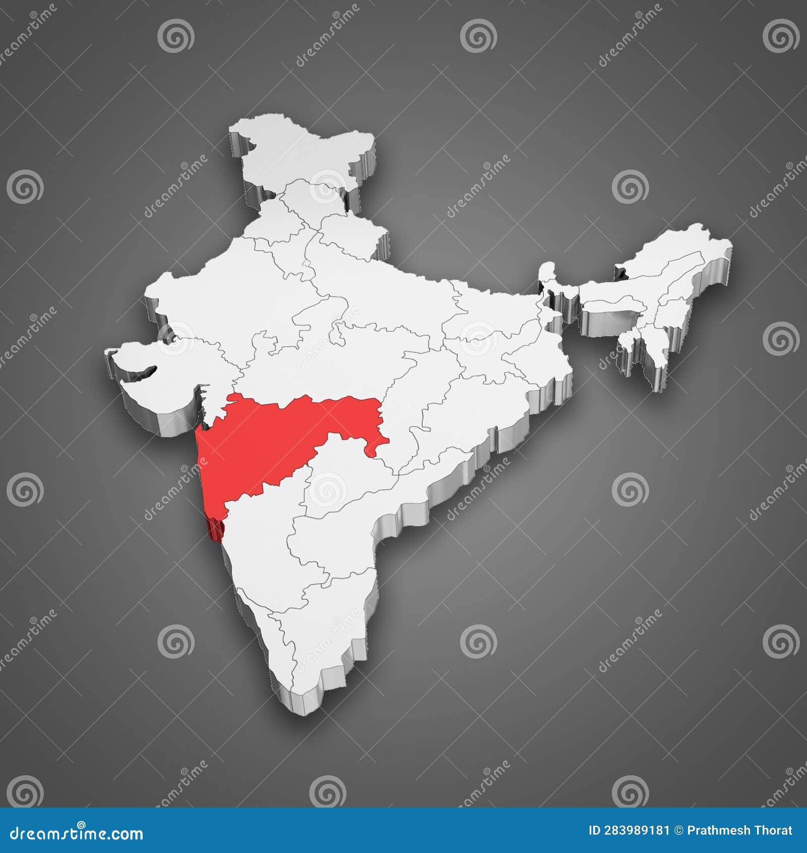 Maharashtra State Location within India Map. 3D Illustration Stock ...