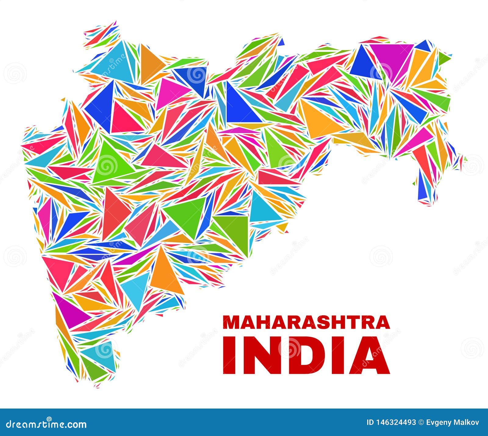 Maharashtra State Map - Mosaic of Color Triangles Stock Vector ...