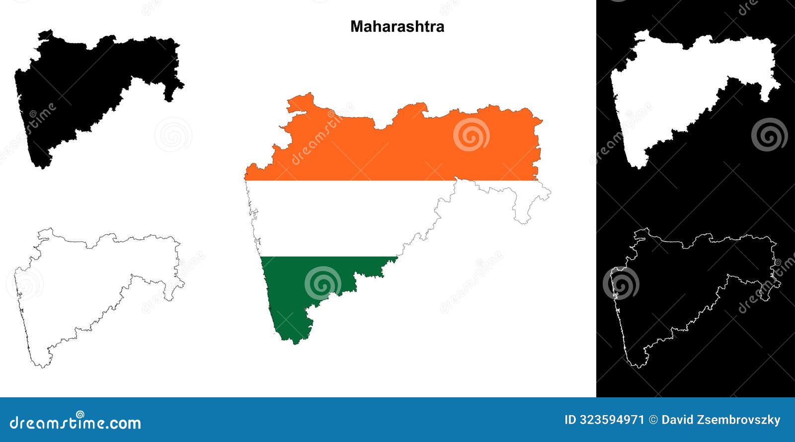 Maharashtra outline map stock vector. Illustration of shape - 323594971