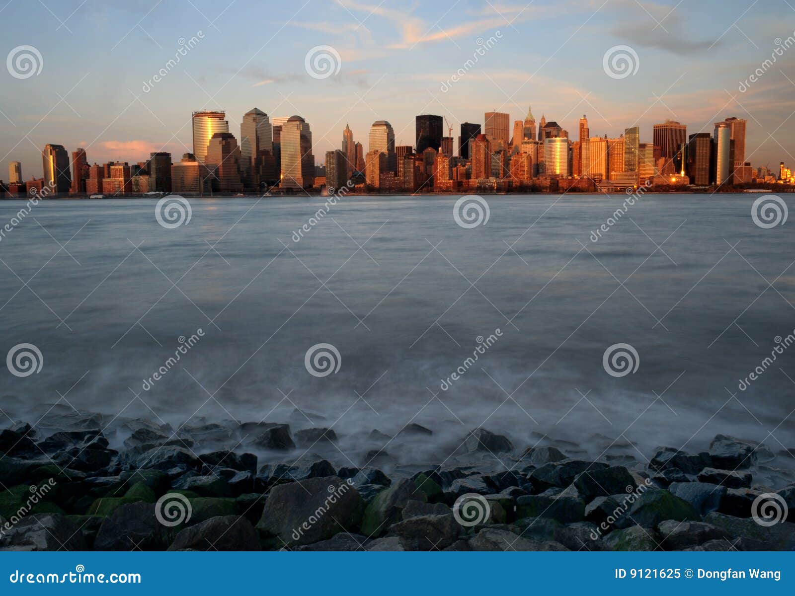 Mahattan at sunset stock image. Image of panorama, town - 9121625