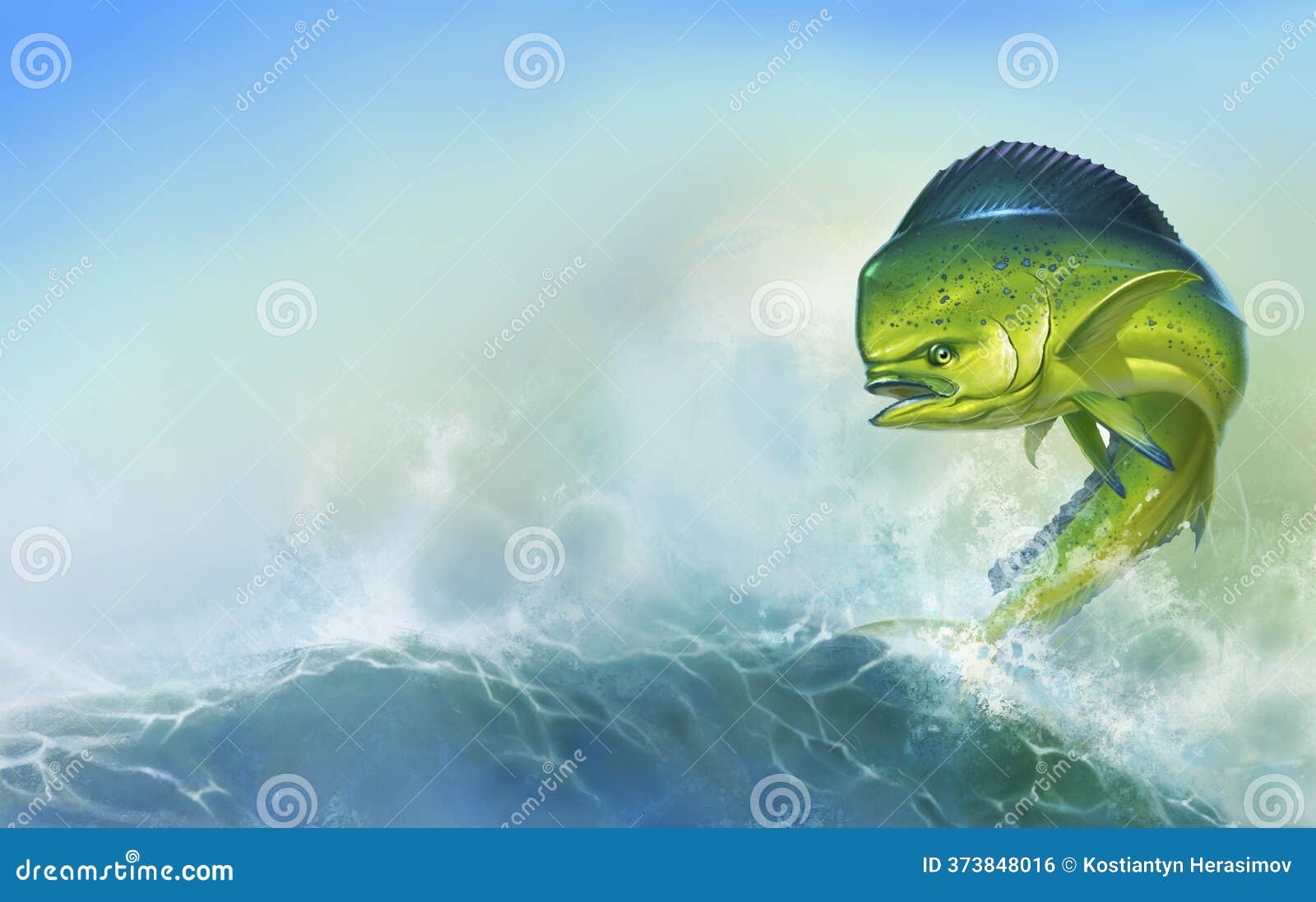 Mahi Mahi Or Dolphin Fish Swims Underwater Graphic Design Vector ...