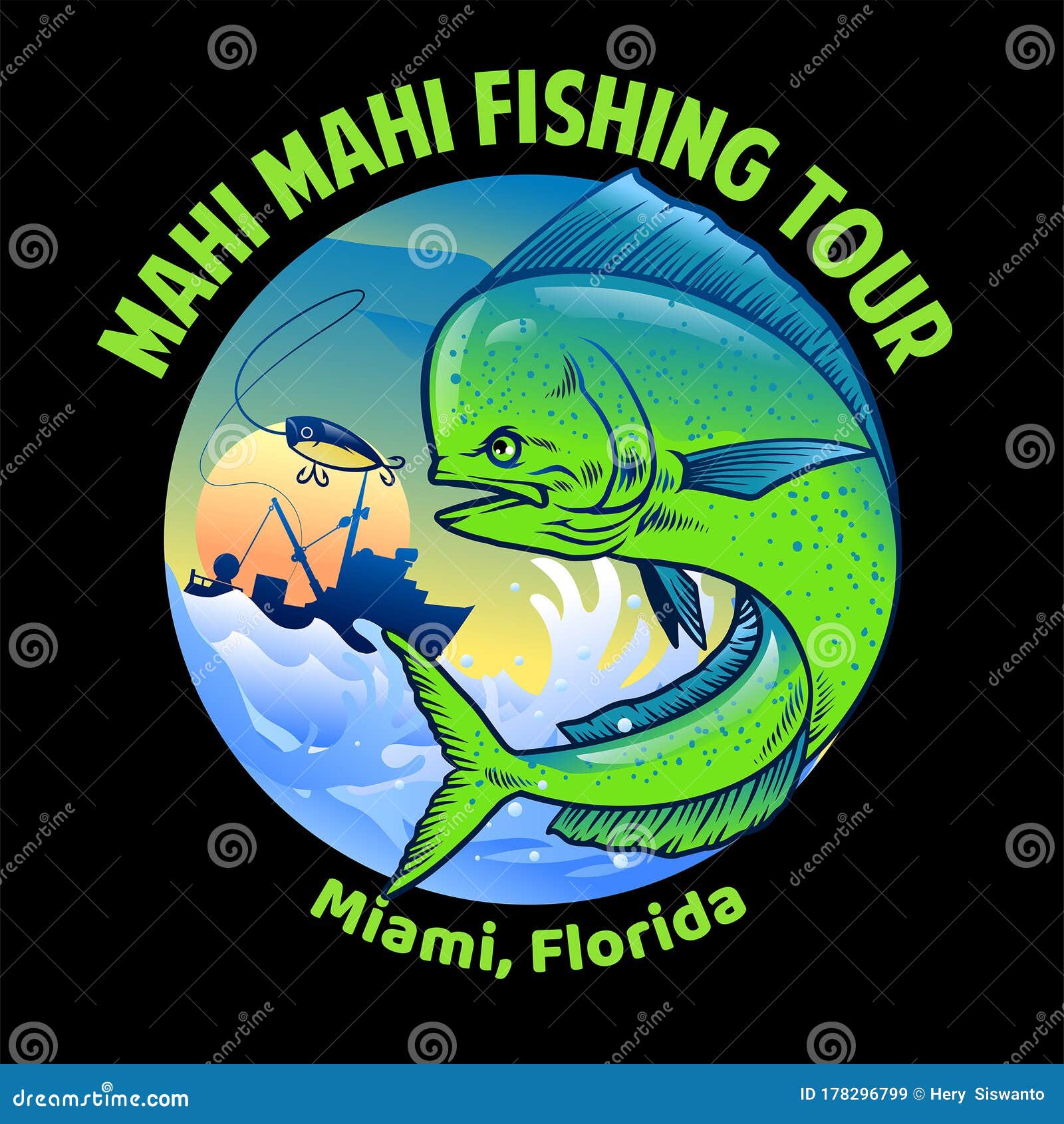 Design Of Mahi Mahi Fishing Cartoon Vector | CartoonDealer.com #178296627