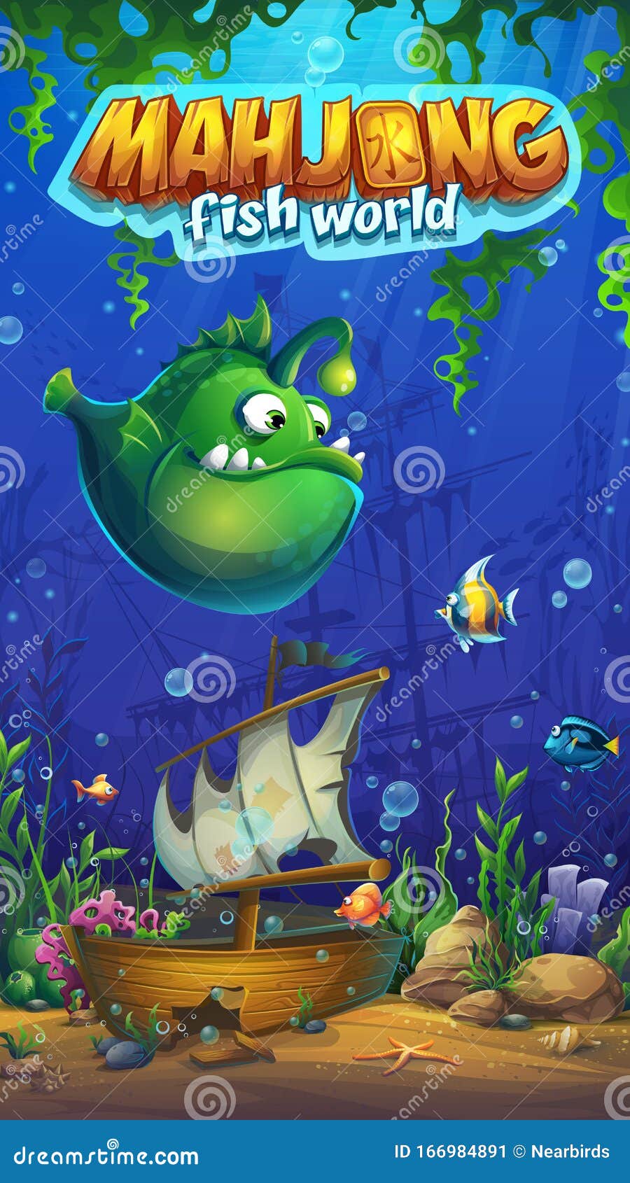 Mahjong Fish World - Mobile Format Playing Field Stock Vector ...