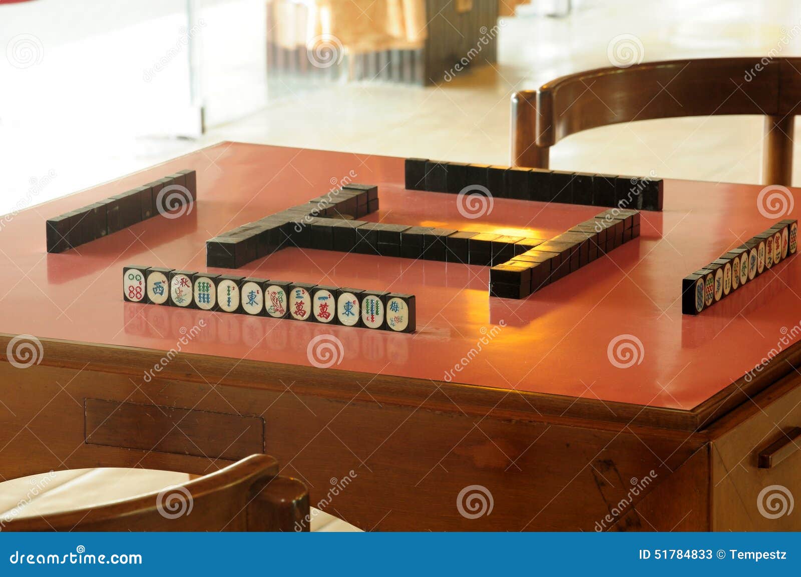 Mahjong Gaming Table in Asia Stock Image - Image of room, table: 51784833