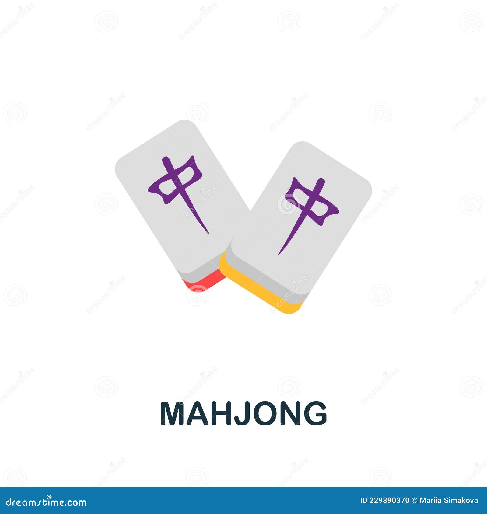 Mahjong Icon Of 3 Types Color, Black And White, Outline. Isolated ...