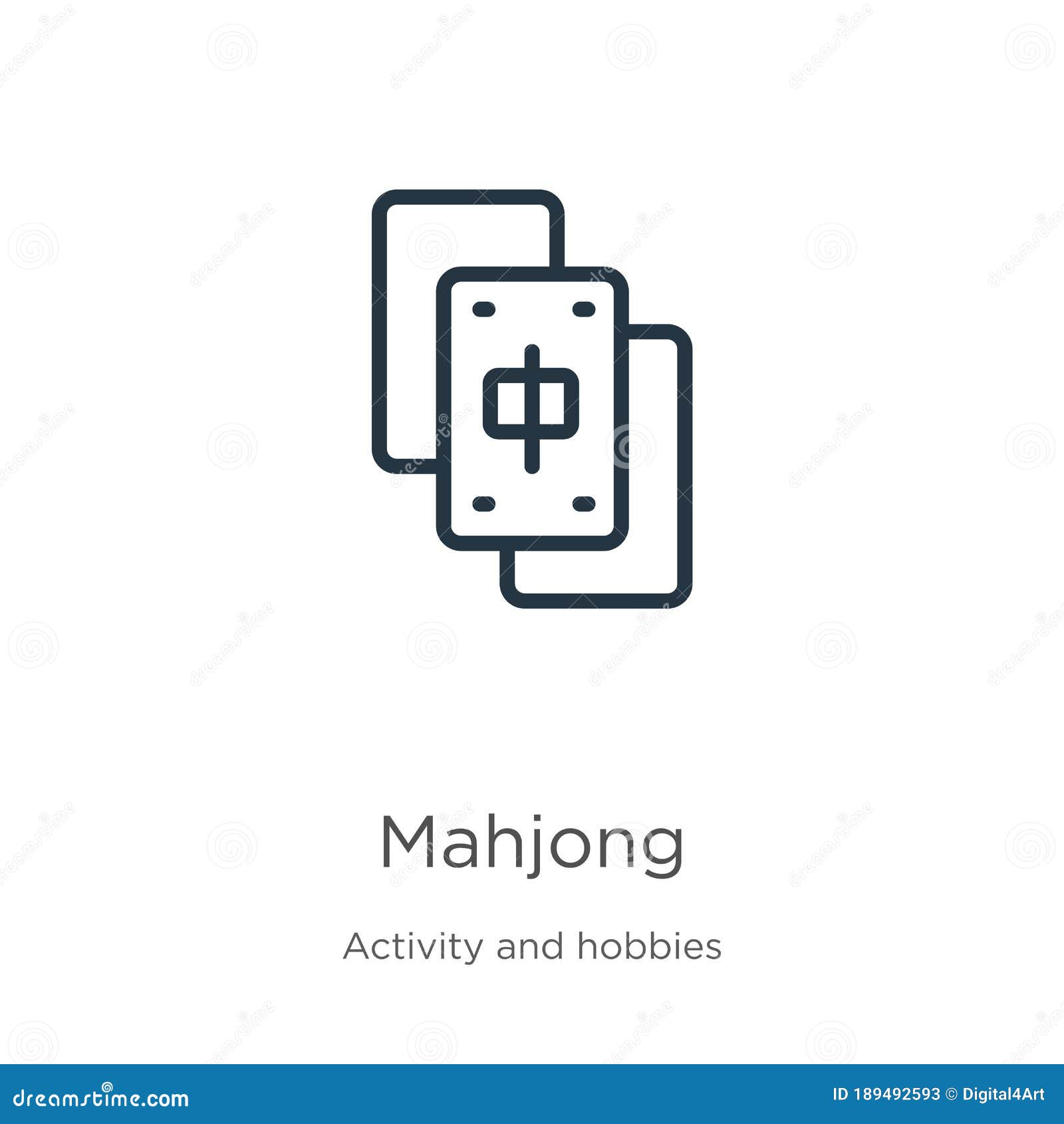 Mahjong Icon. Thin Linear Mahjong Outline Icon Isolated on White ...
